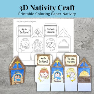 Nativity Craft for Kids | Christmas Coloring Activity | 3D Paper ...