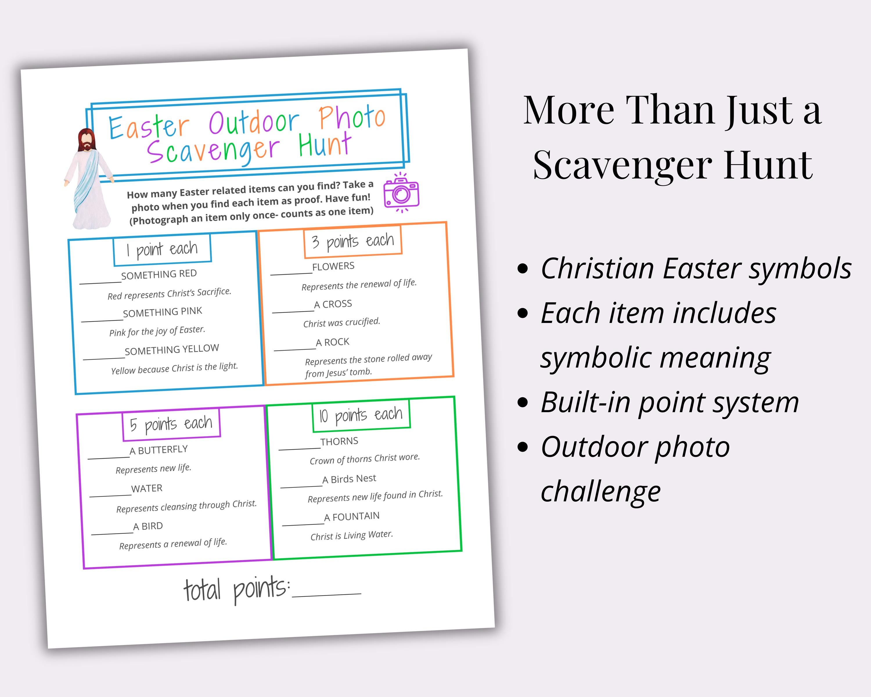 Christian Easter Photo Scavenger Hunt Printable, Religious Outdoor ...