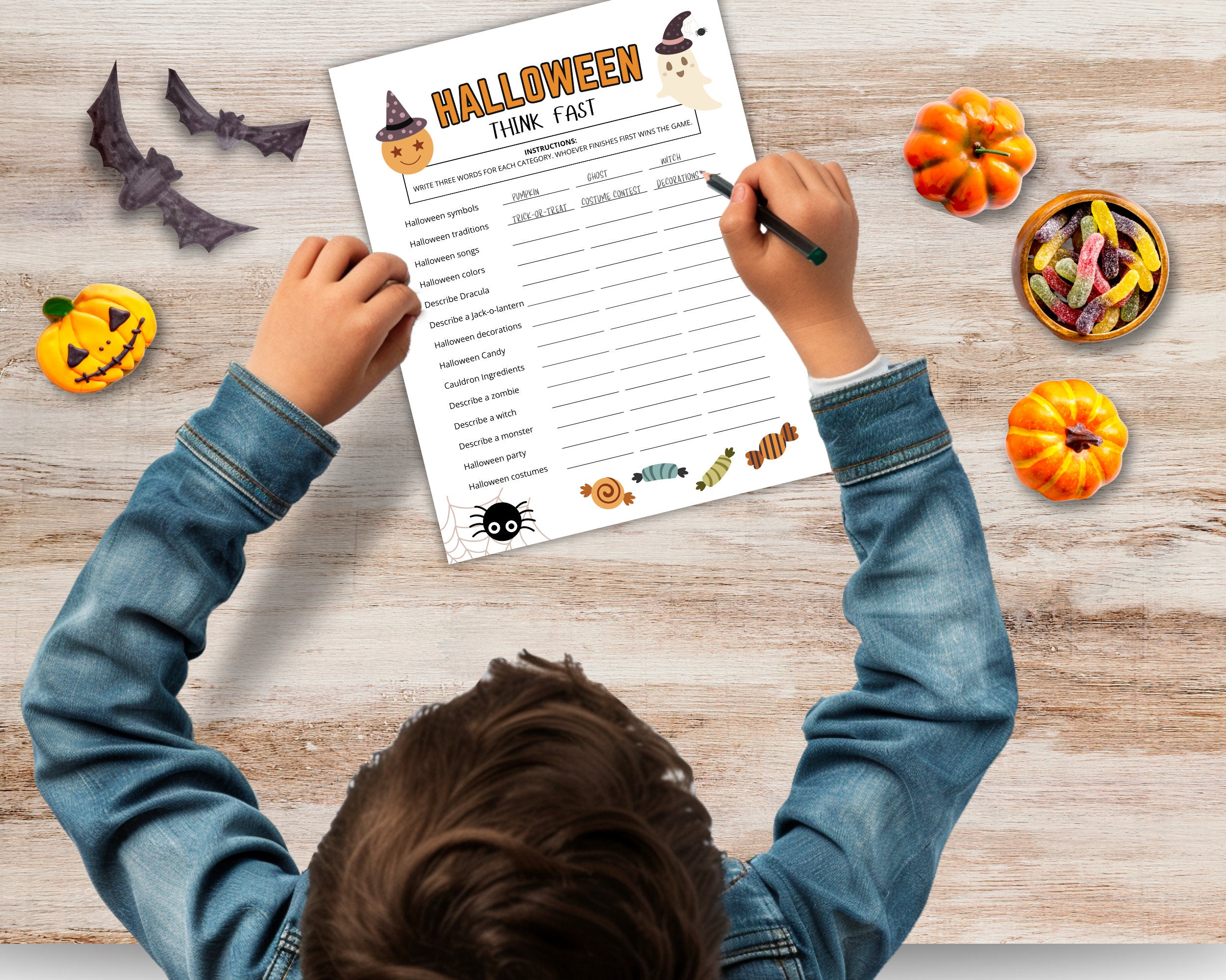 Halloween Think Fast Game | Printable Halloween Activity | Halloween ...