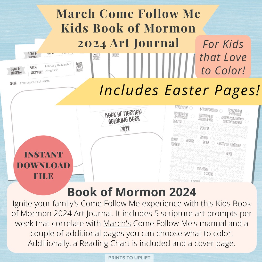 March Come Follow Me Kids Book of Mormon Art Journal 2024, Printable ...