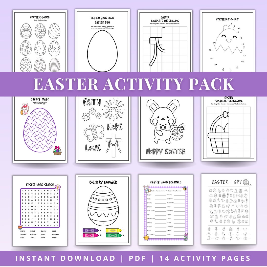 Easter Coloring Activity Pack, Fun for Kids, Printable, 8.5x11 ...