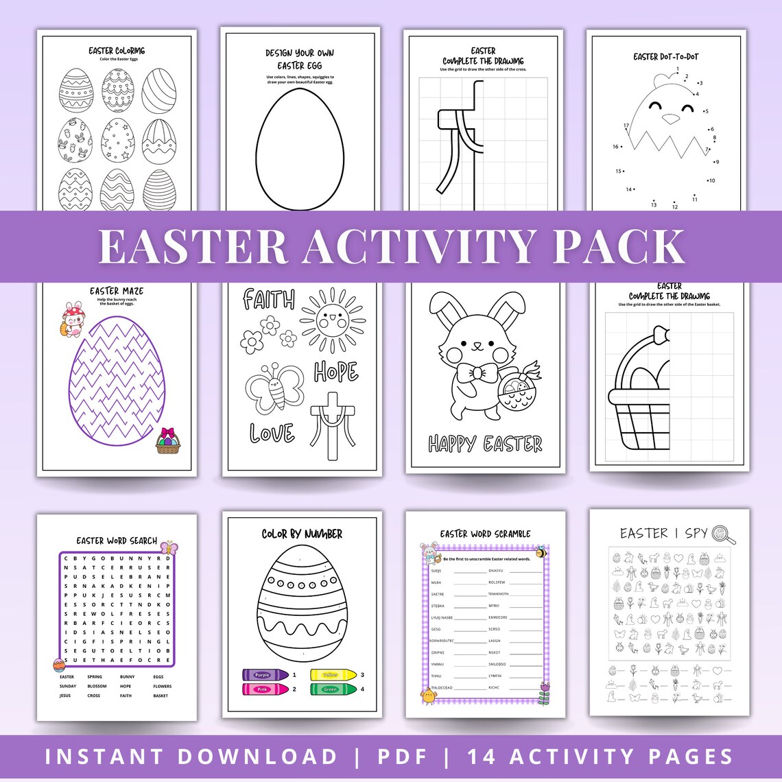 Easter Coloring Activity Pack, Fun for Kids, Printable, 8.5x11, Finding ...