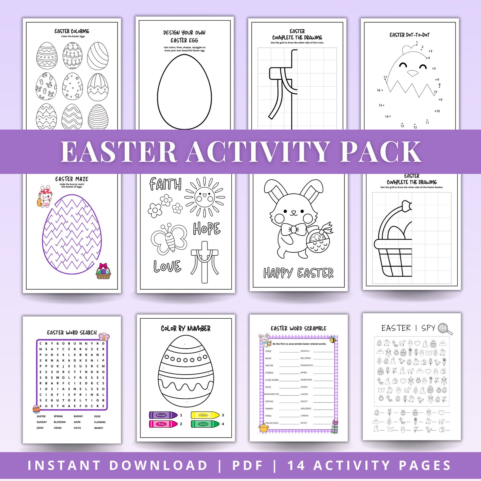 Easter Coloring Activity Pack, Fun for Kids, Printable, 8.5x11, Finding ...
