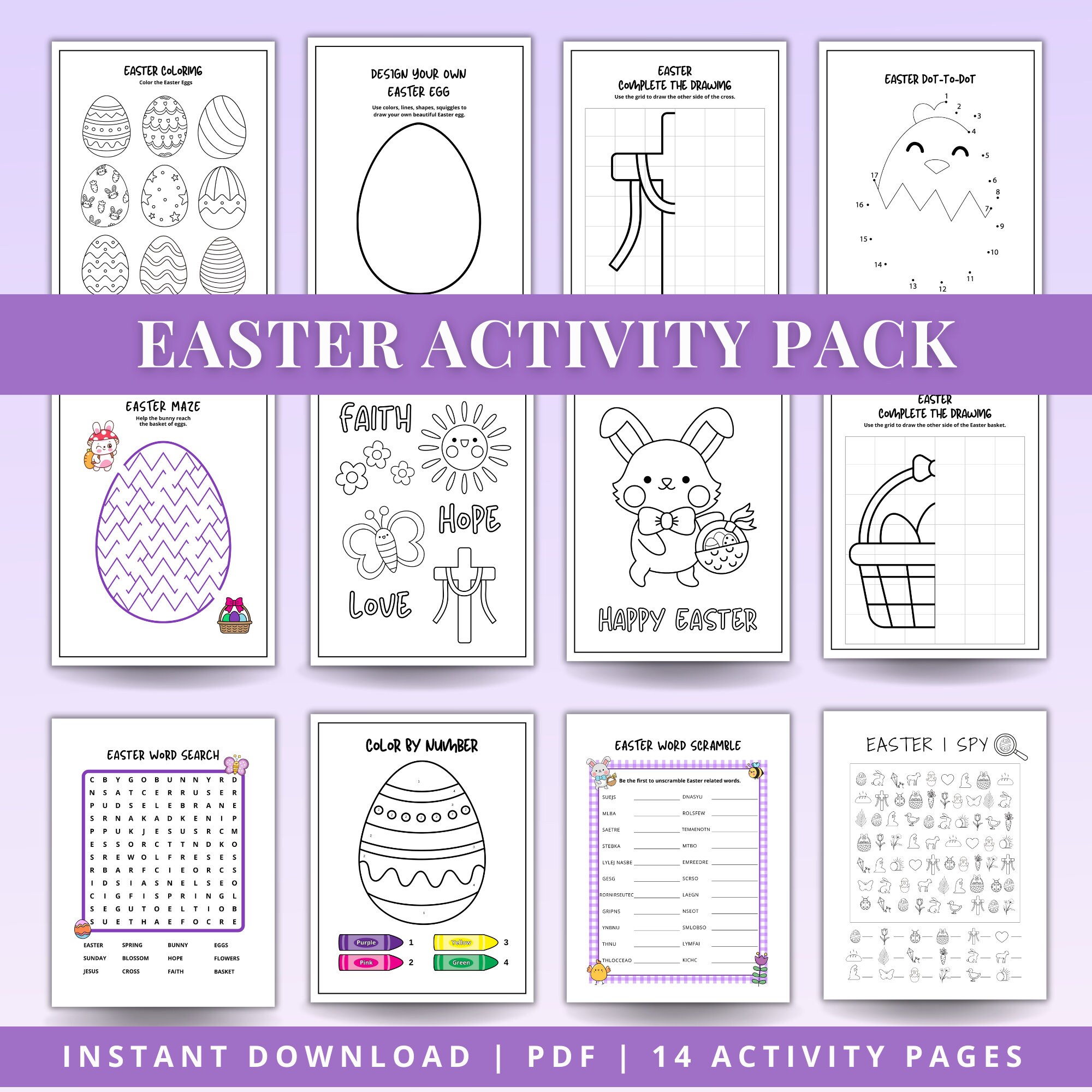 Easter Coloring Activity Pack, Fun for Kids, Printable, 8.5x11, Finding ...