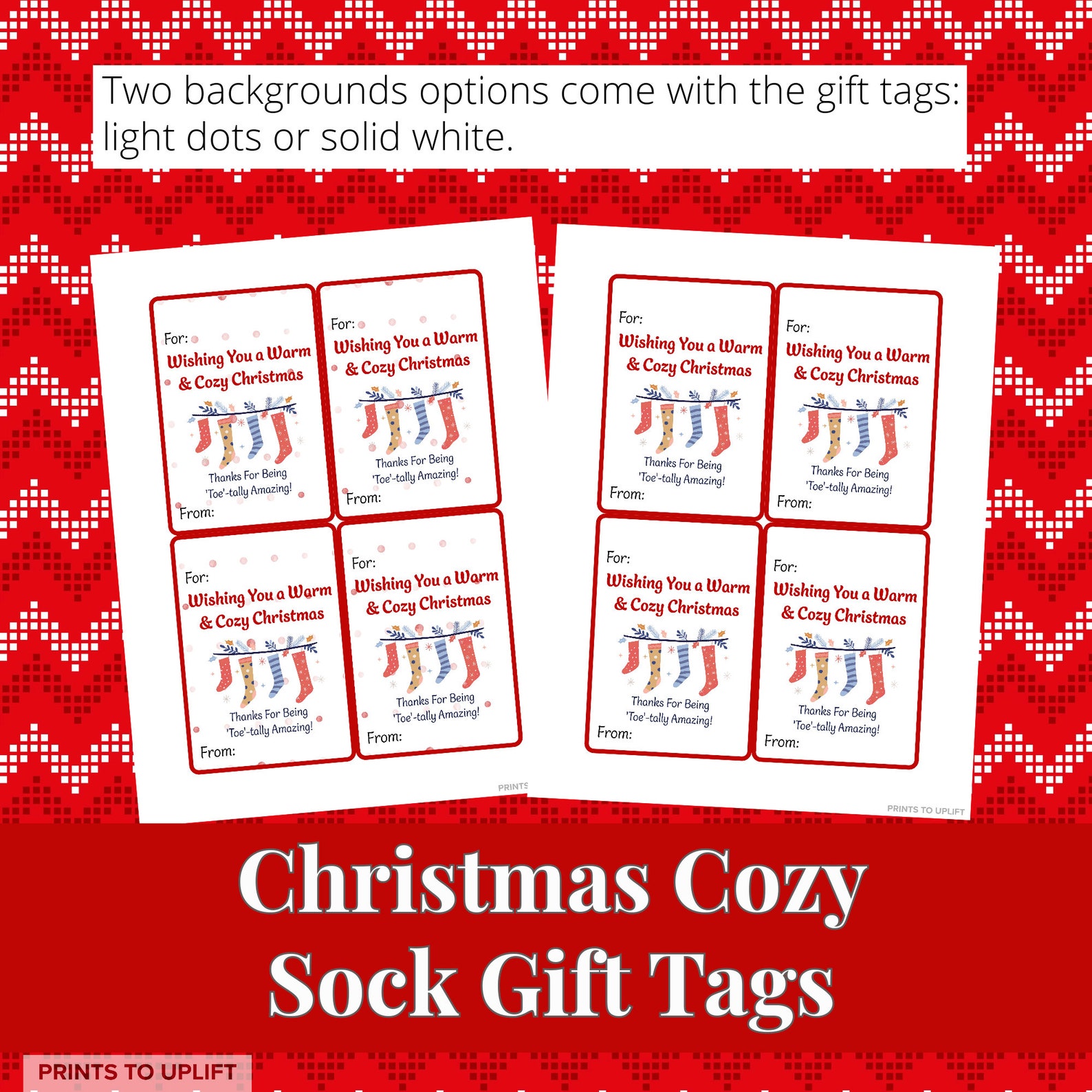 Christmas Cozy Sock Gift Tags, Printable, Great Gift for Teachers ...