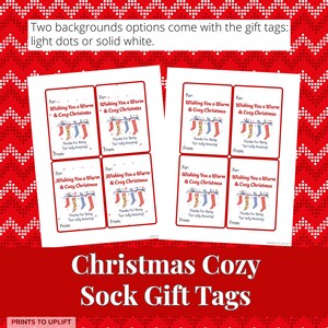 Christmas Cozy Sock Gift Tags, Printable, Great Gift for Teachers ...