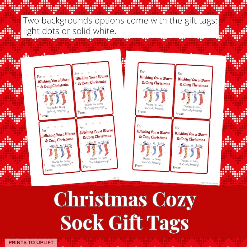 Christmas Cozy Sock Gift Tags, Printable, Great Gift for Teachers ...