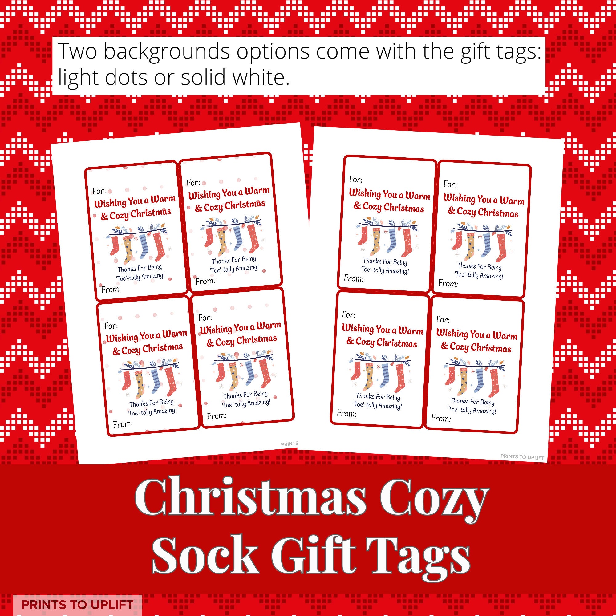 Christmas Cozy Sock Gift Tags, Printable, Great Gift for Teachers ...
