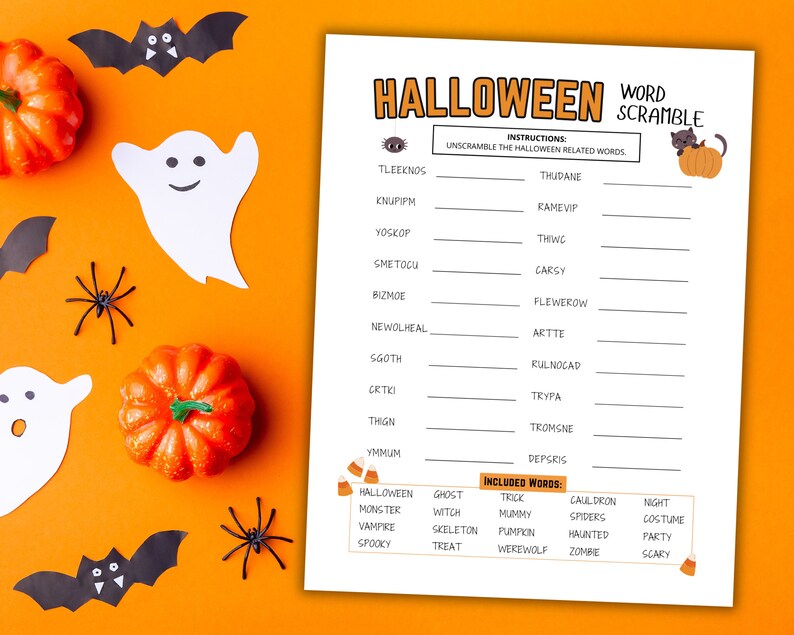 Halloween Word Scramble | Answer Key Included | Printable Halloween ...