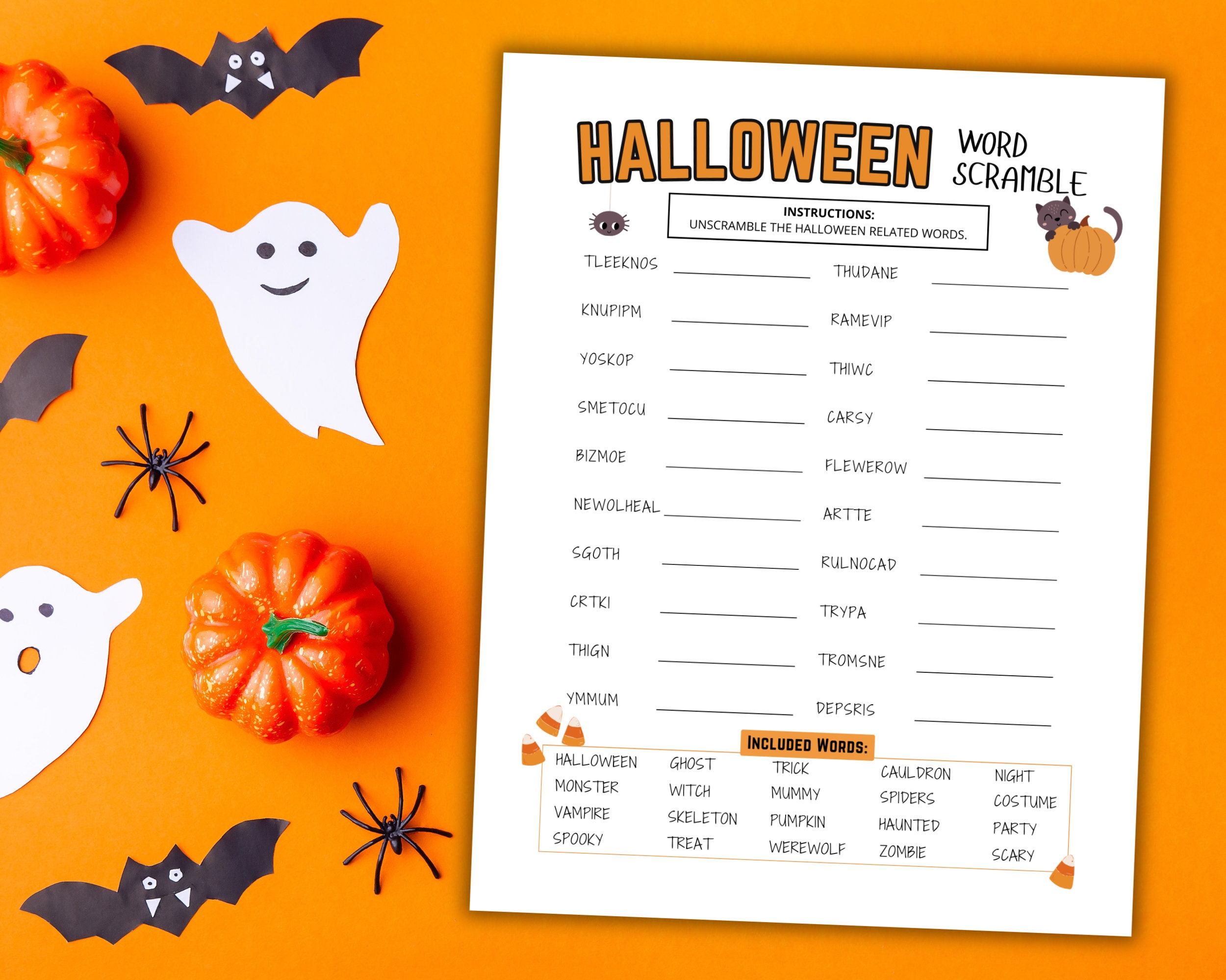 Halloween Word Scramble | Answer Key Included | Printable Halloween ...