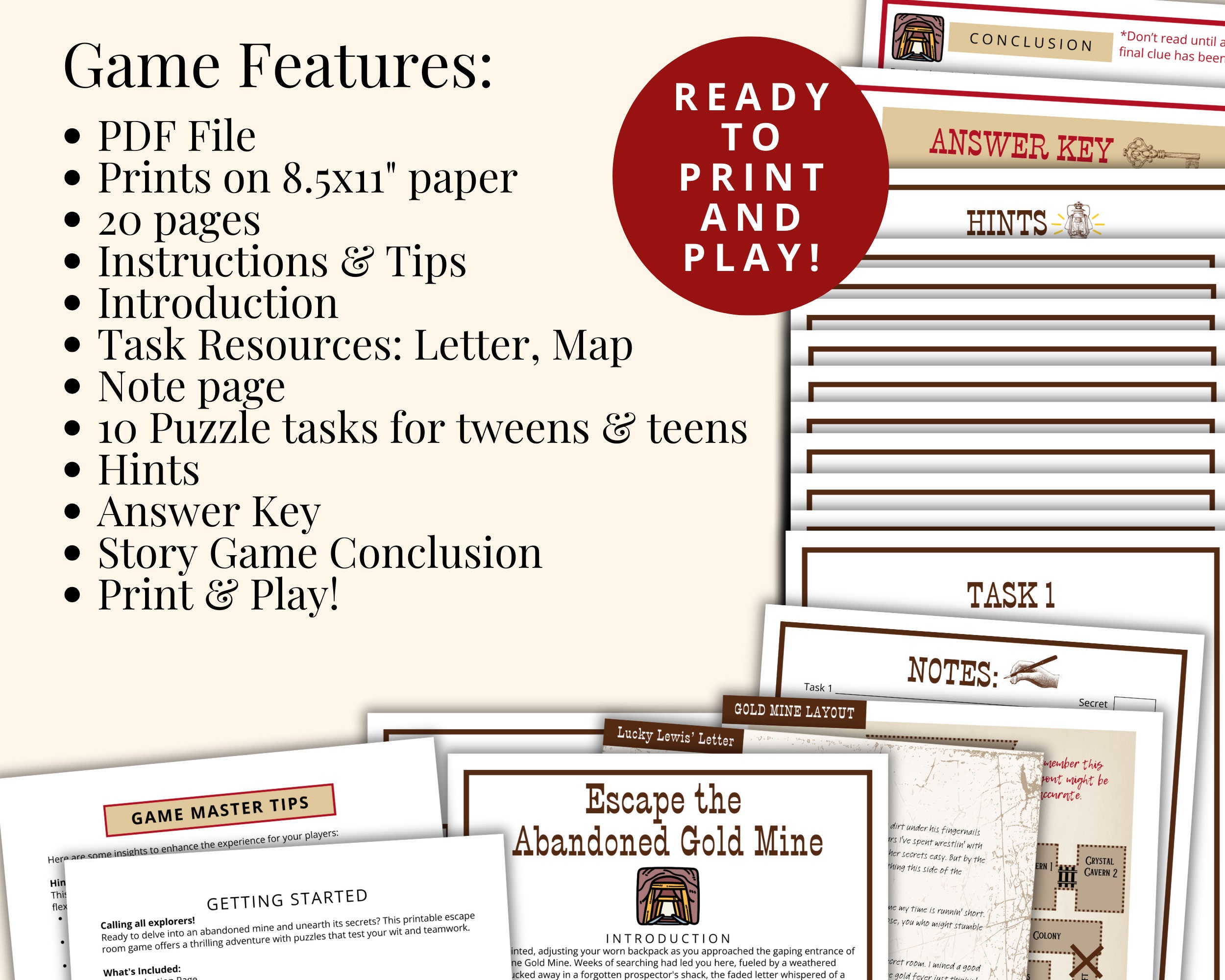 Escape Room for Teens and Tweens | Escape the Gold Mine Game ...