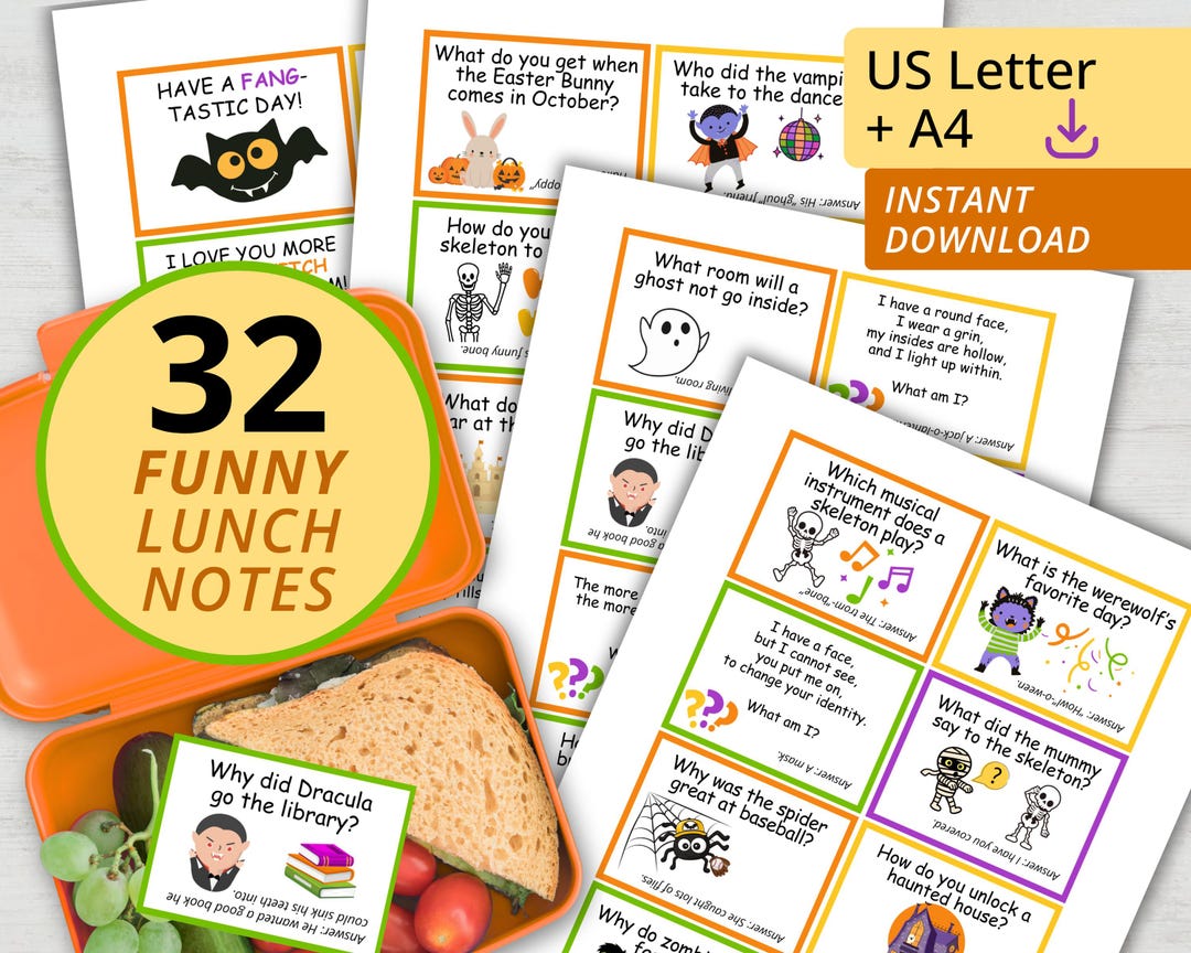 Halloween Lunch Notes for Kids | Printable Jokes, Riddles & Puns ...