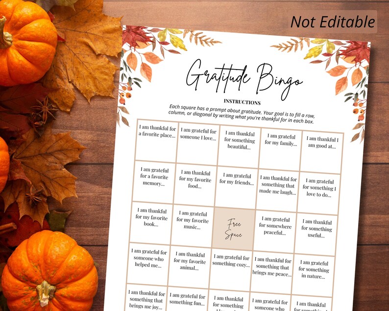 Gratitude Bingo | Thanksgiving Gratitude Game | I Am Thankful for ...