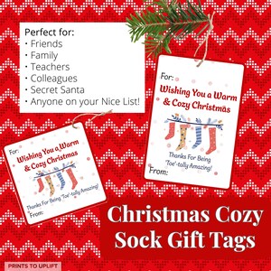 Christmas Cozy Sock Gift Tags, Printable, Great Gift for Teachers ...