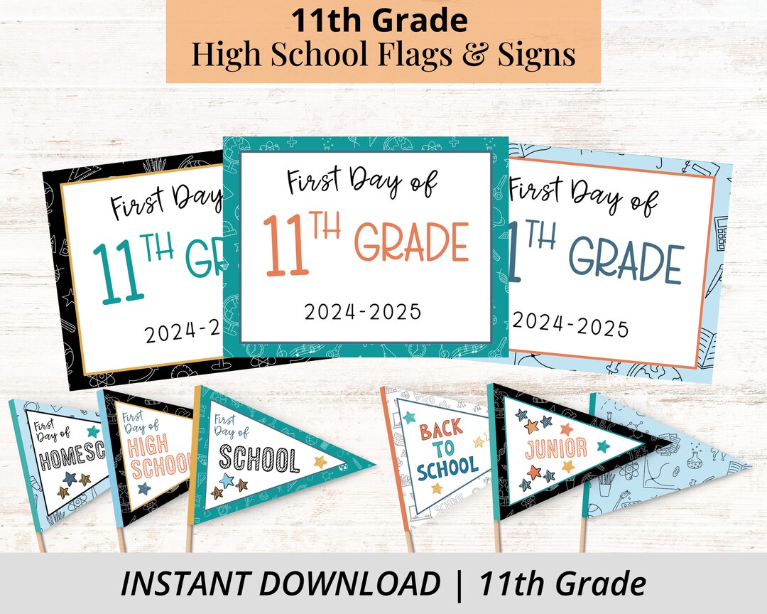 11th Grade Back to School Flags and Signs 2024 School Year First Day of ...