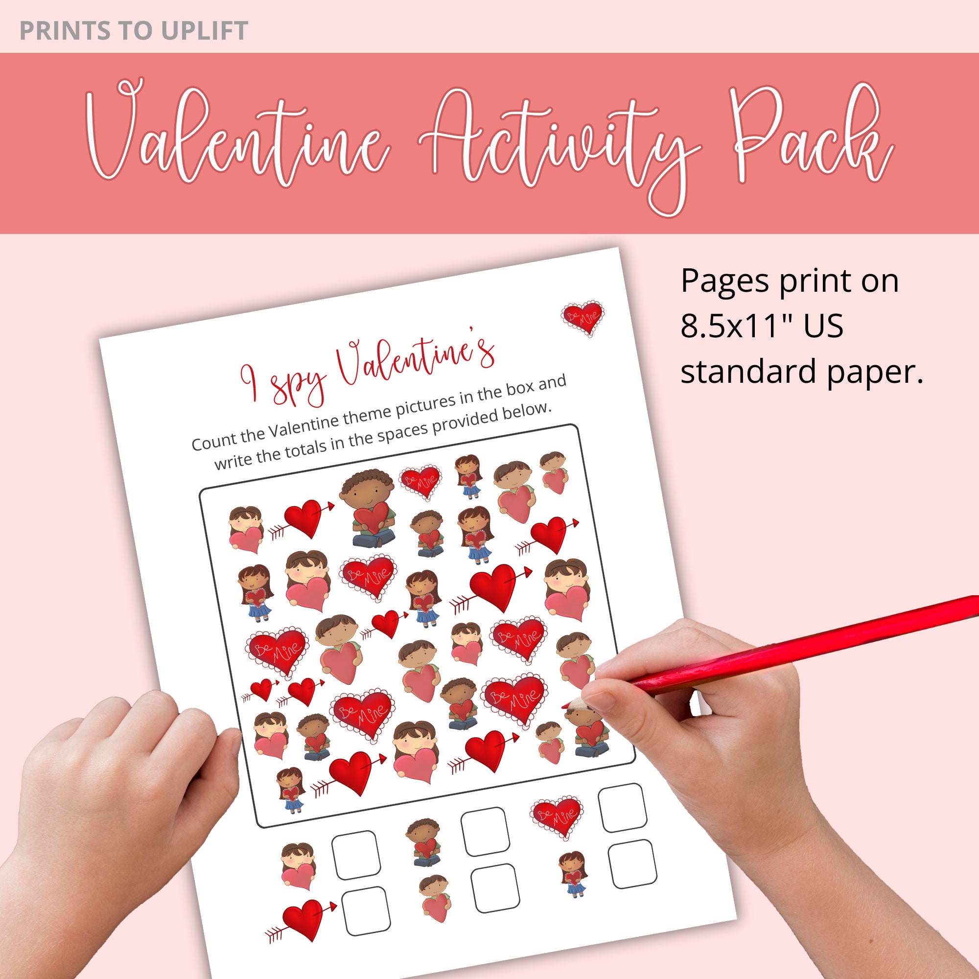 Kids Valentine Activity Pack, 14 Pages Including Coloring Pages, Maze ...