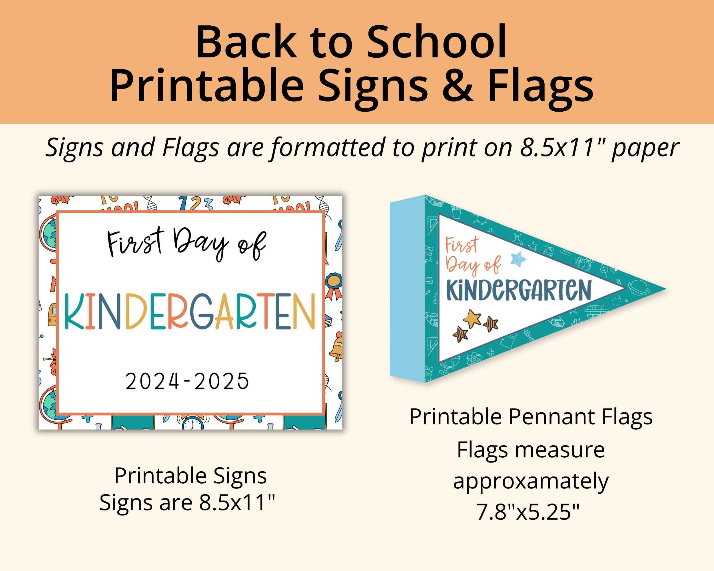 Kindergarten School Flags and Signs | 2024 School Year | First Day of ...