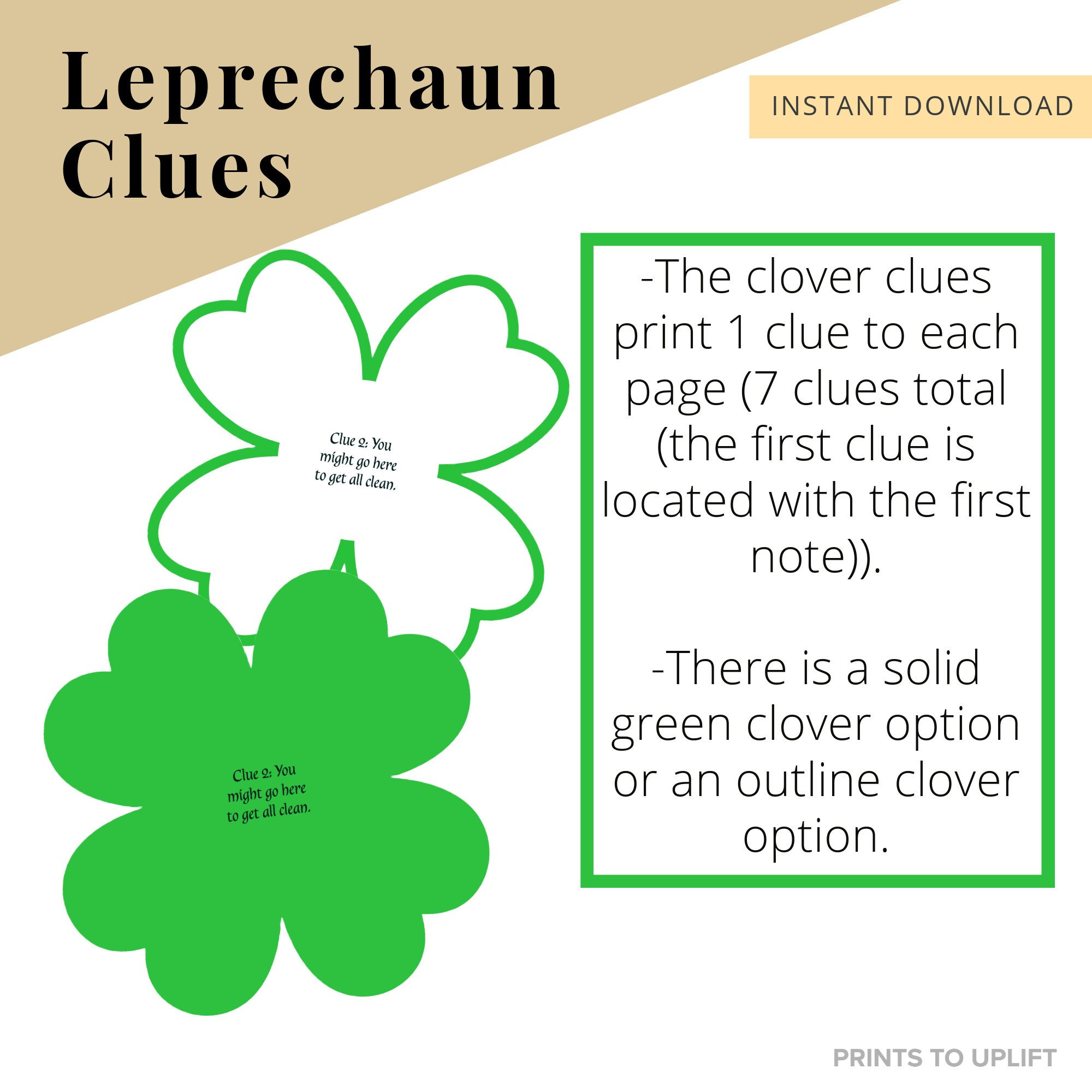 Leprechaun Clues Treasure Hunt Saint Patrick's Day Trap Clover Rainbow ...