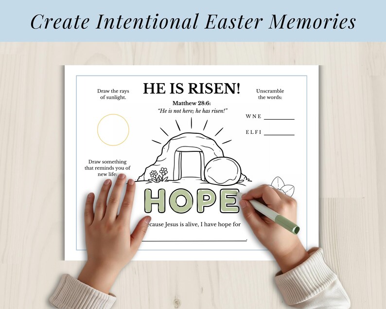Christian Easter Placemat Printable | He is Risen Activity Mat | Easter ...