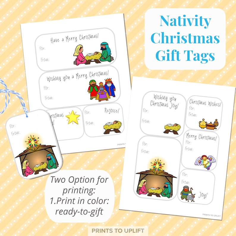 Nativity Christmas Gift Tags, Printable, for Kids, Christian, 8.5x11 ...