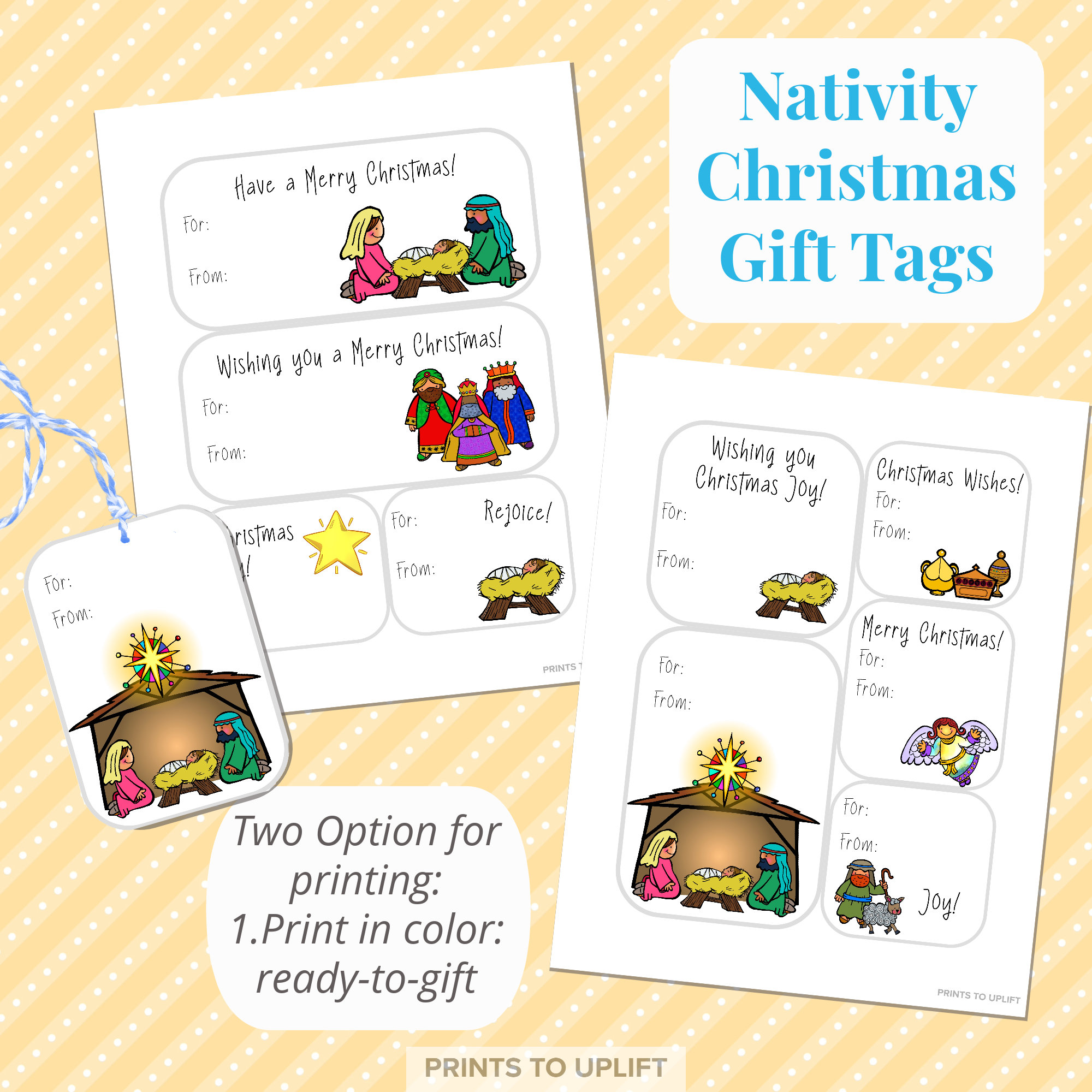 Nativity Christmas Gift Tags, Printable, for Kids, Christian, 8.5x11 ...