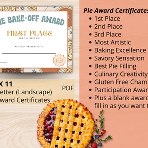 Pie Contest Bundle | Pie Baking Award Certificates | Pie Bake-off | Pie ...
