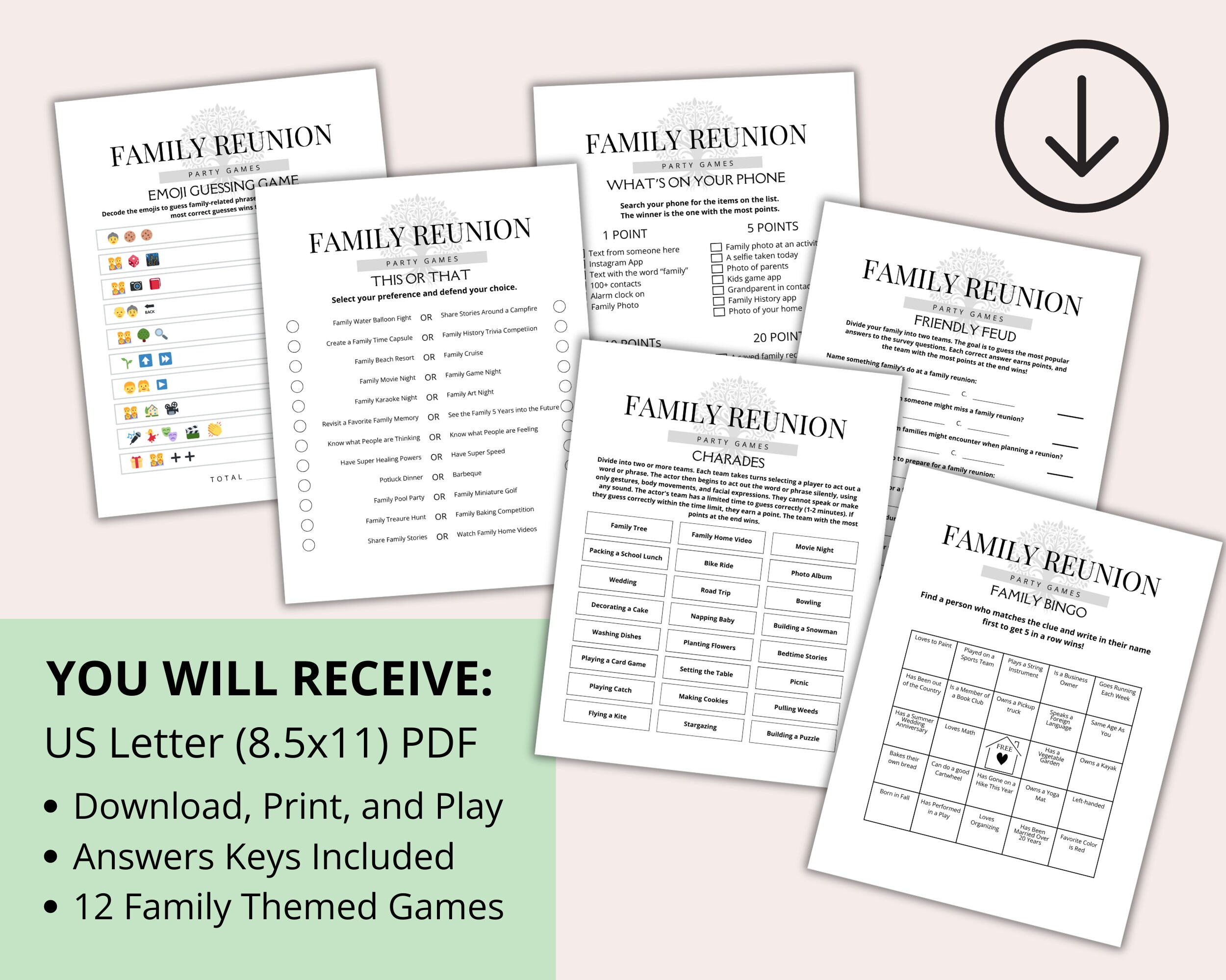 Family Reunion Games Bundle Instant Download Family Gathering ...