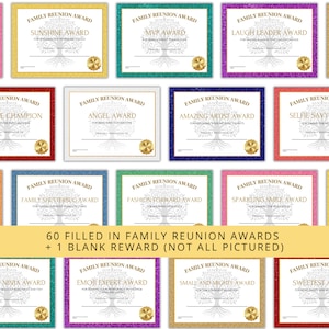 Family Reunion Awards, Printable Award Certificates to Use at Family ...