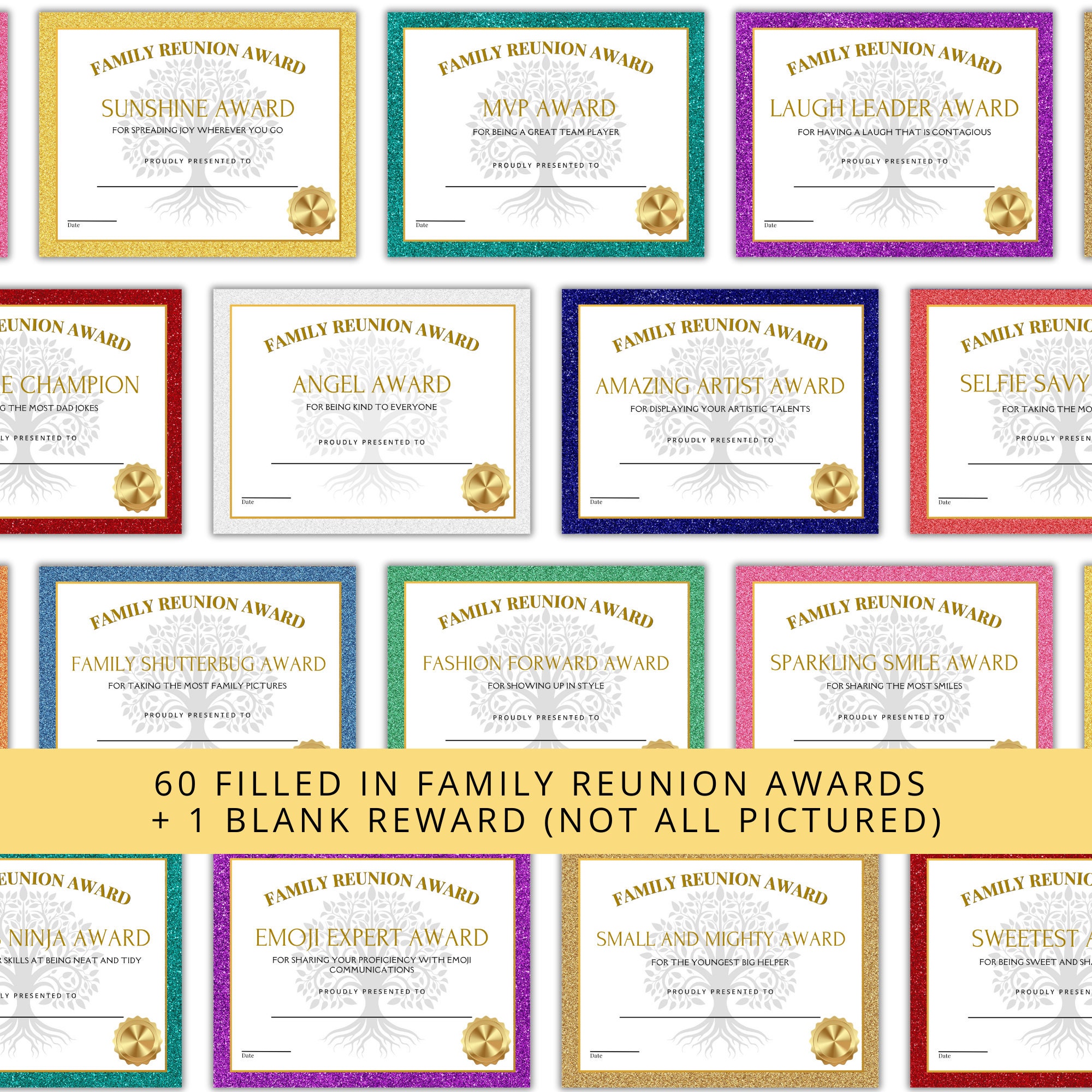 Family Reunion Awards, Printable Award Certificates to Use at Family ...