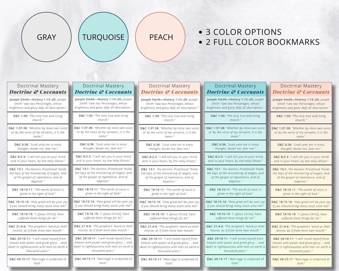 Doctrinal Mastery Doctrine and Covenants Bookmarks | Instant Download ...