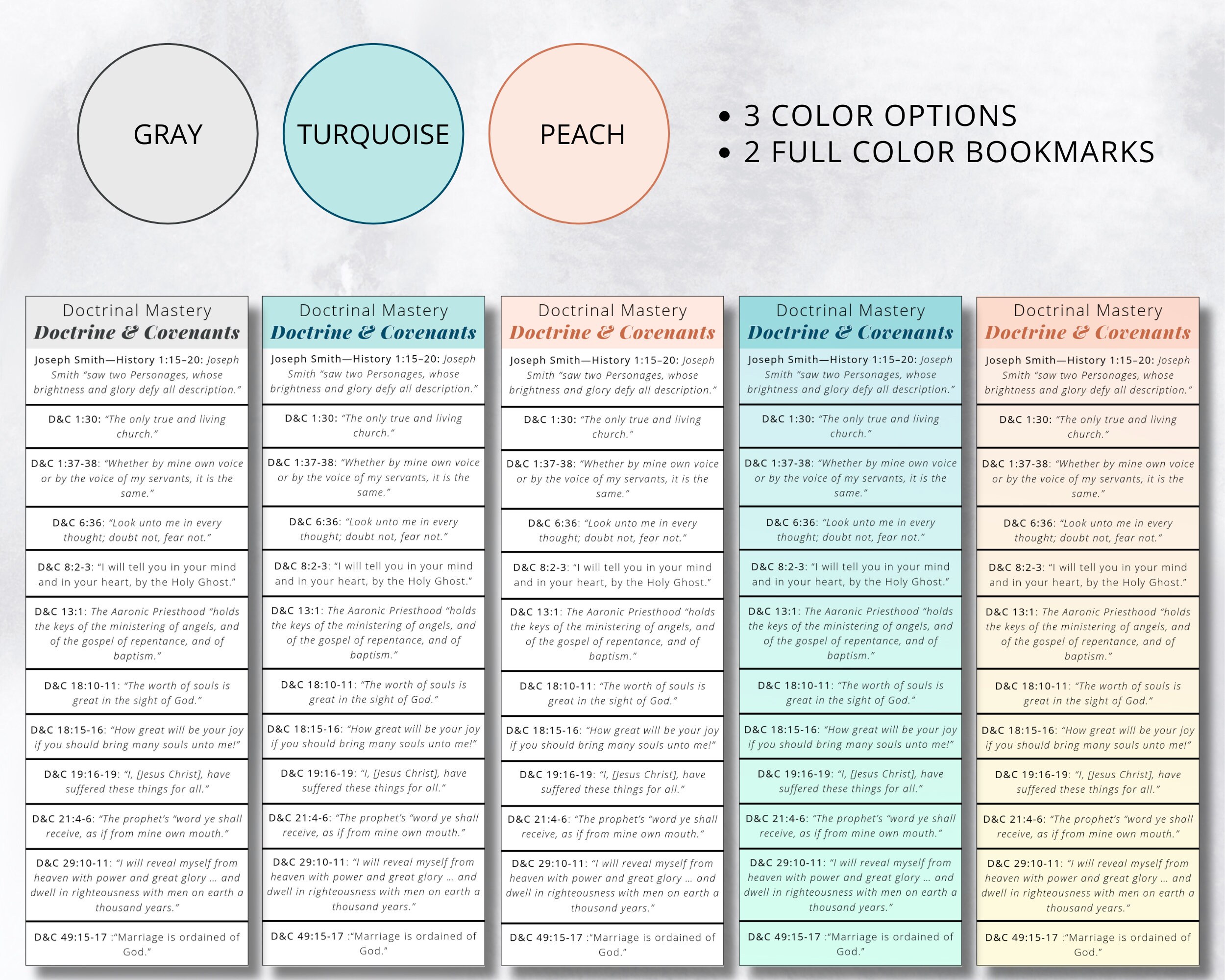 Doctrinal Mastery Doctrine and Covenants Bookmarks | Instant Download ...