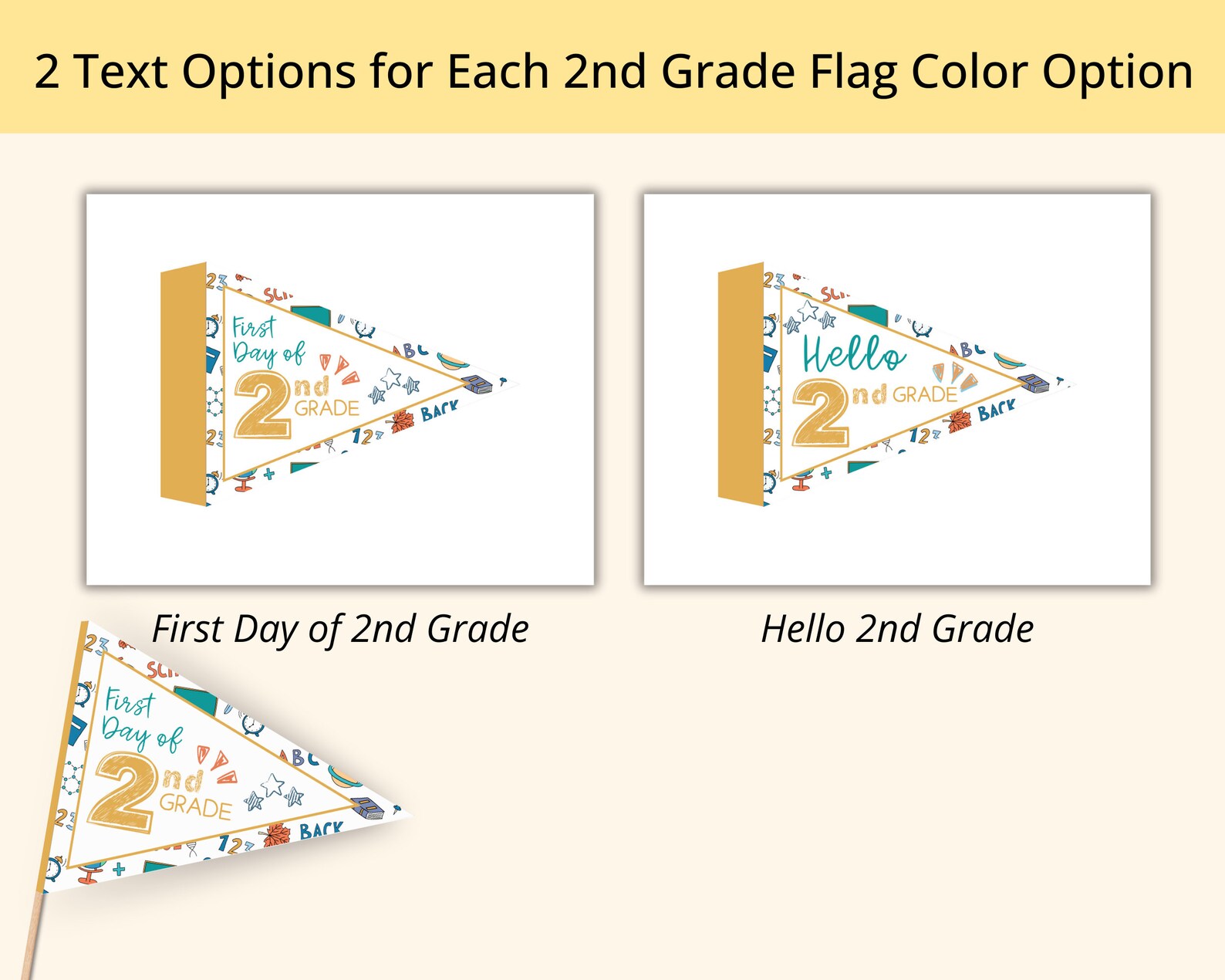 2nd Grade Back to School Flags and Signs | 2025 School Year | First Day ...
