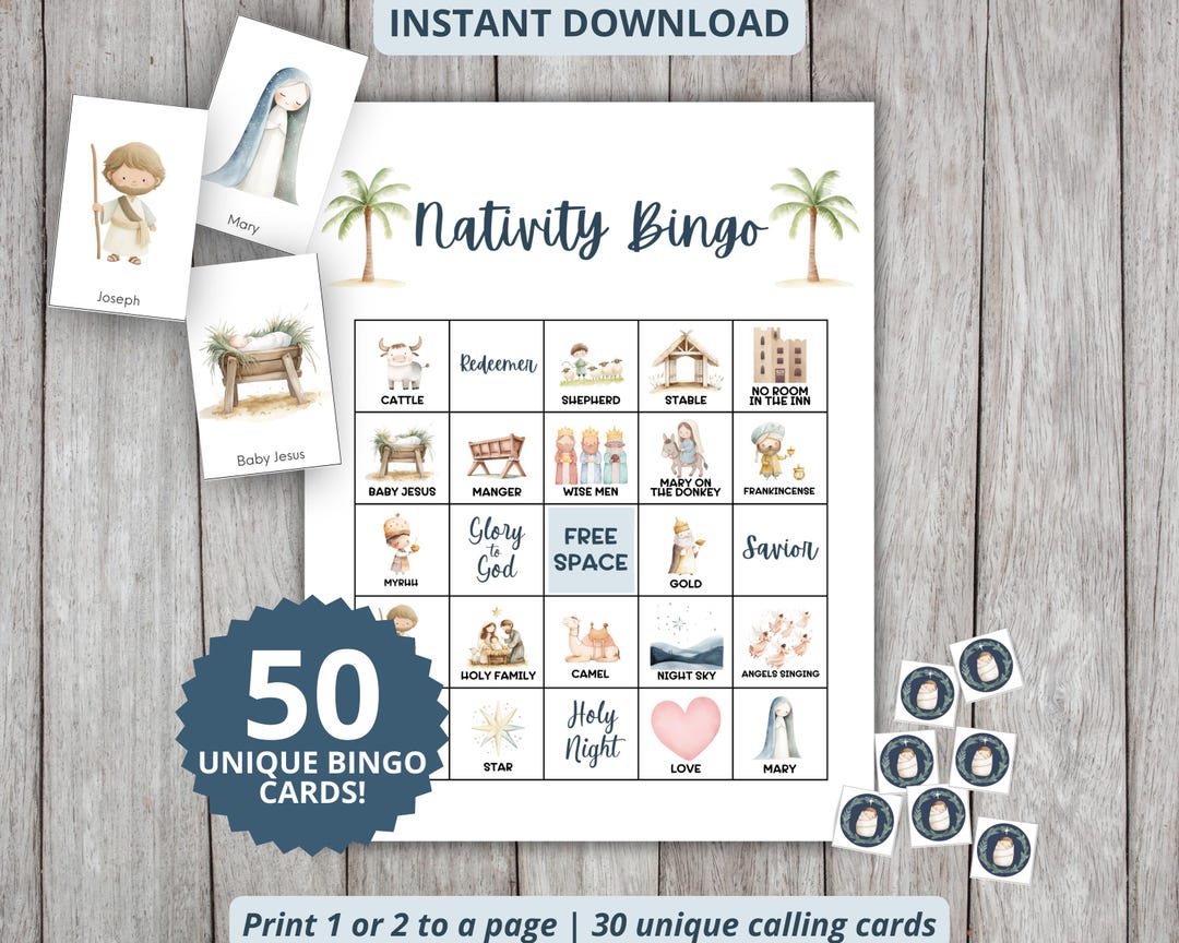 Christmas Nativity Bingo | Printable Nativity Bingo Game | 50 Bingo ...