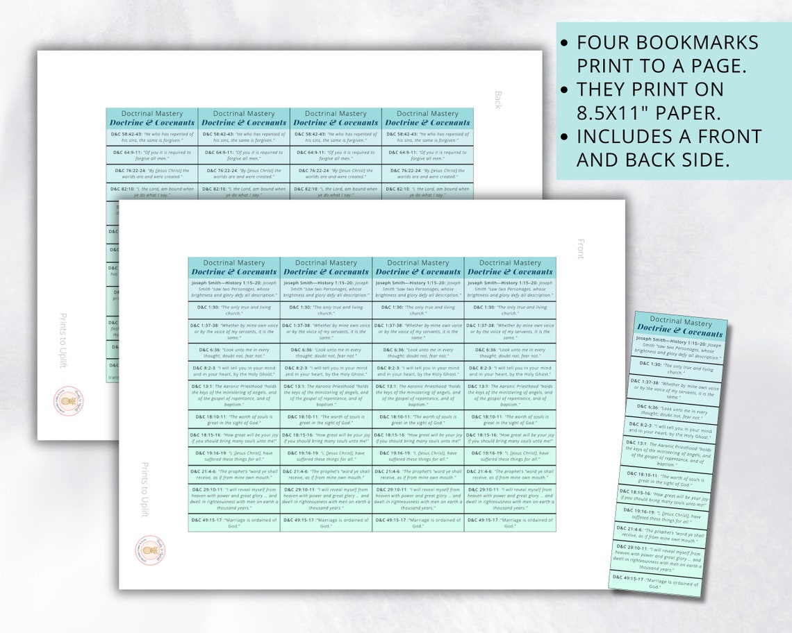 Doctrinal Mastery Doctrine and Covenants Bookmarks | Instant Download ...