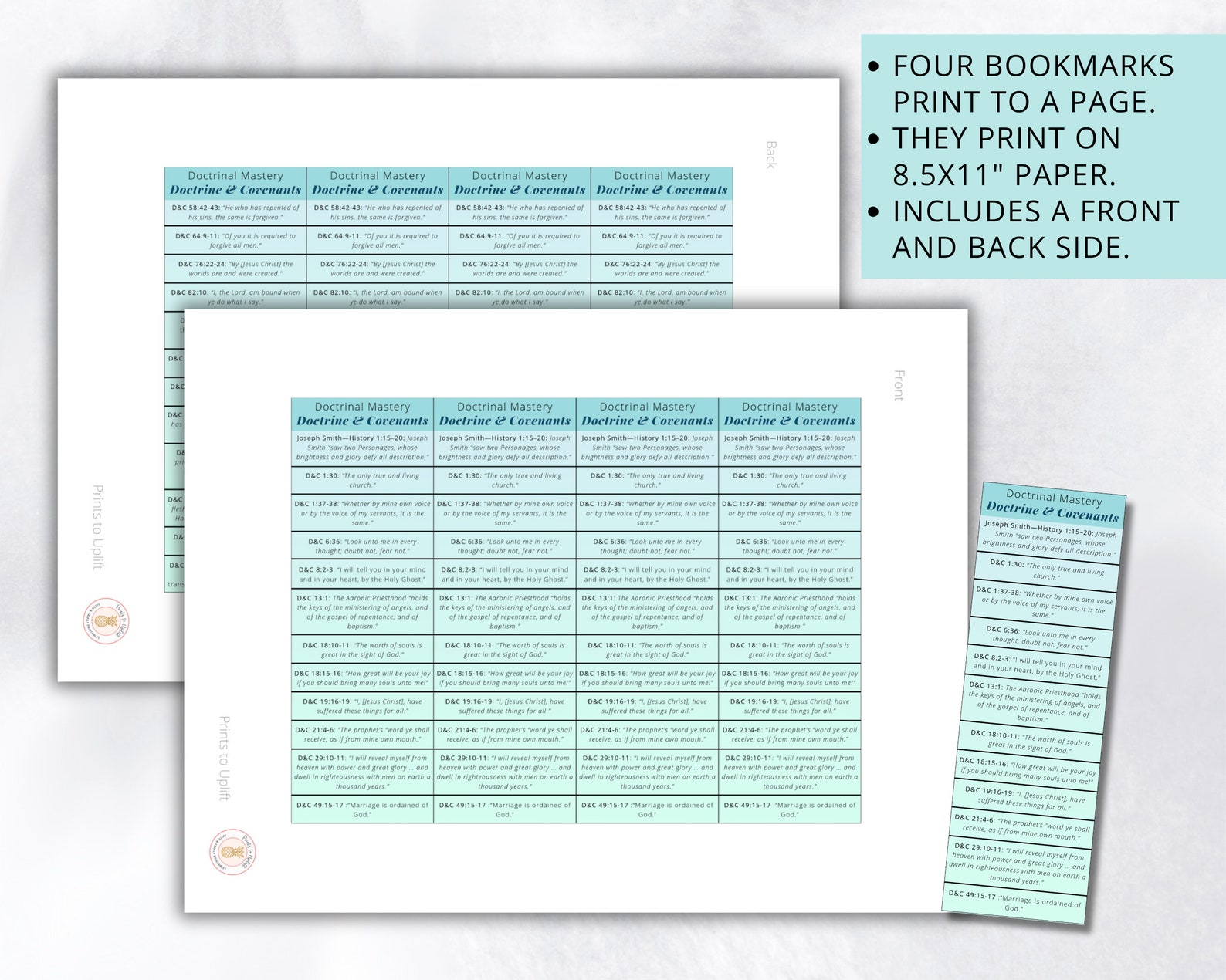 Doctrinal Mastery Doctrine and Covenants Bookmarks | Instant Download ...