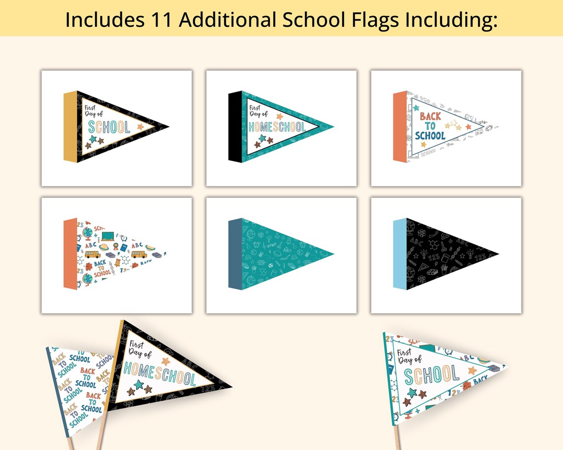 Back to School Flags and Sign Bundle | Preschool Through 6th Grade ...