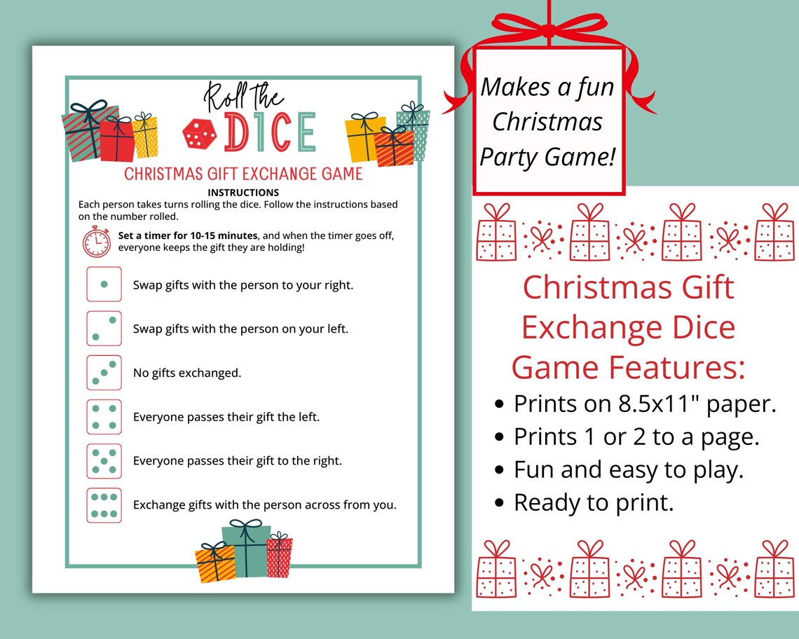 Christmas Gift Exchange Game | Christmas Dice Game | Pass the Gift Game ...