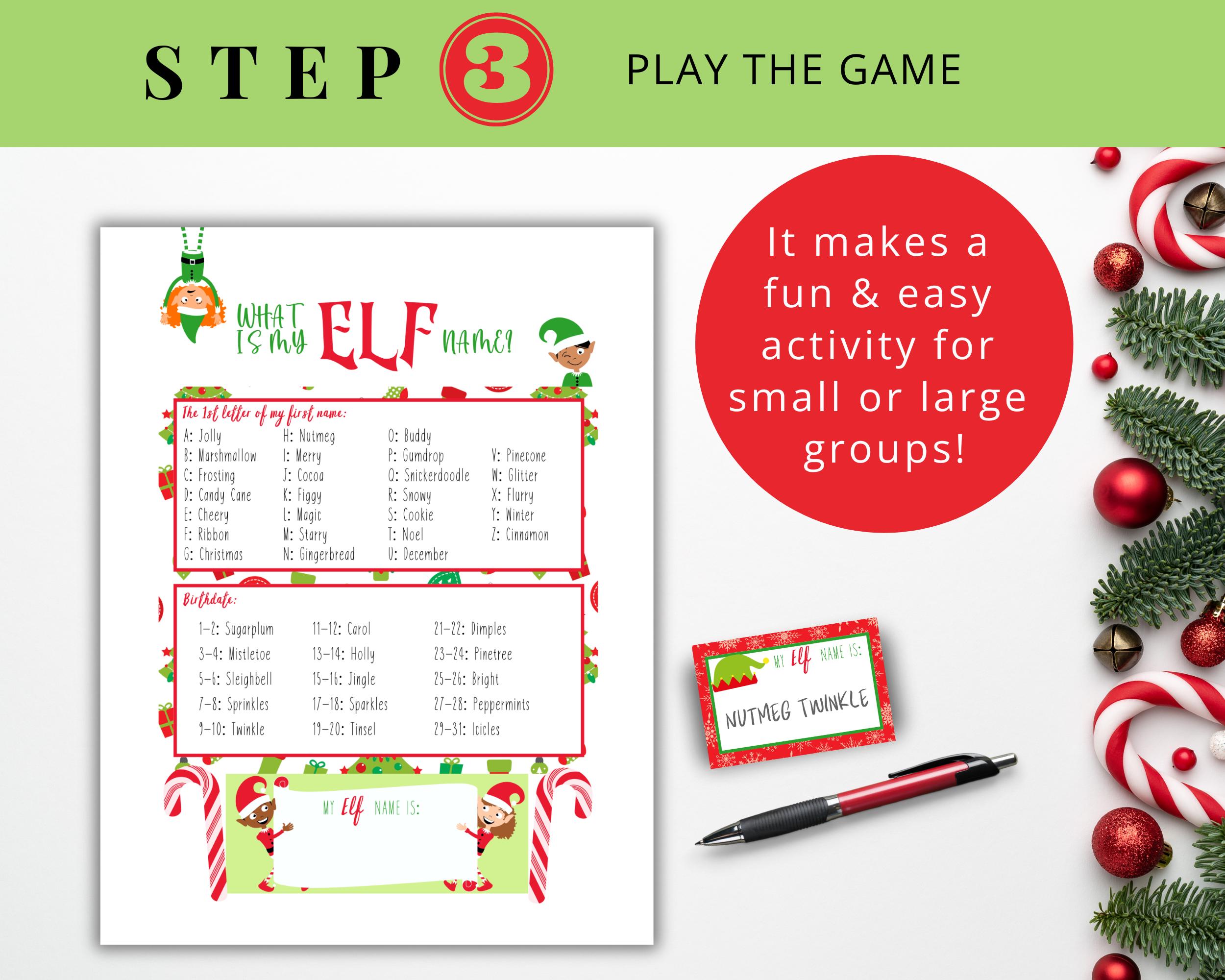 What's Your Elf Name | Christmas Elf Name Game | Elf Name Tags ...