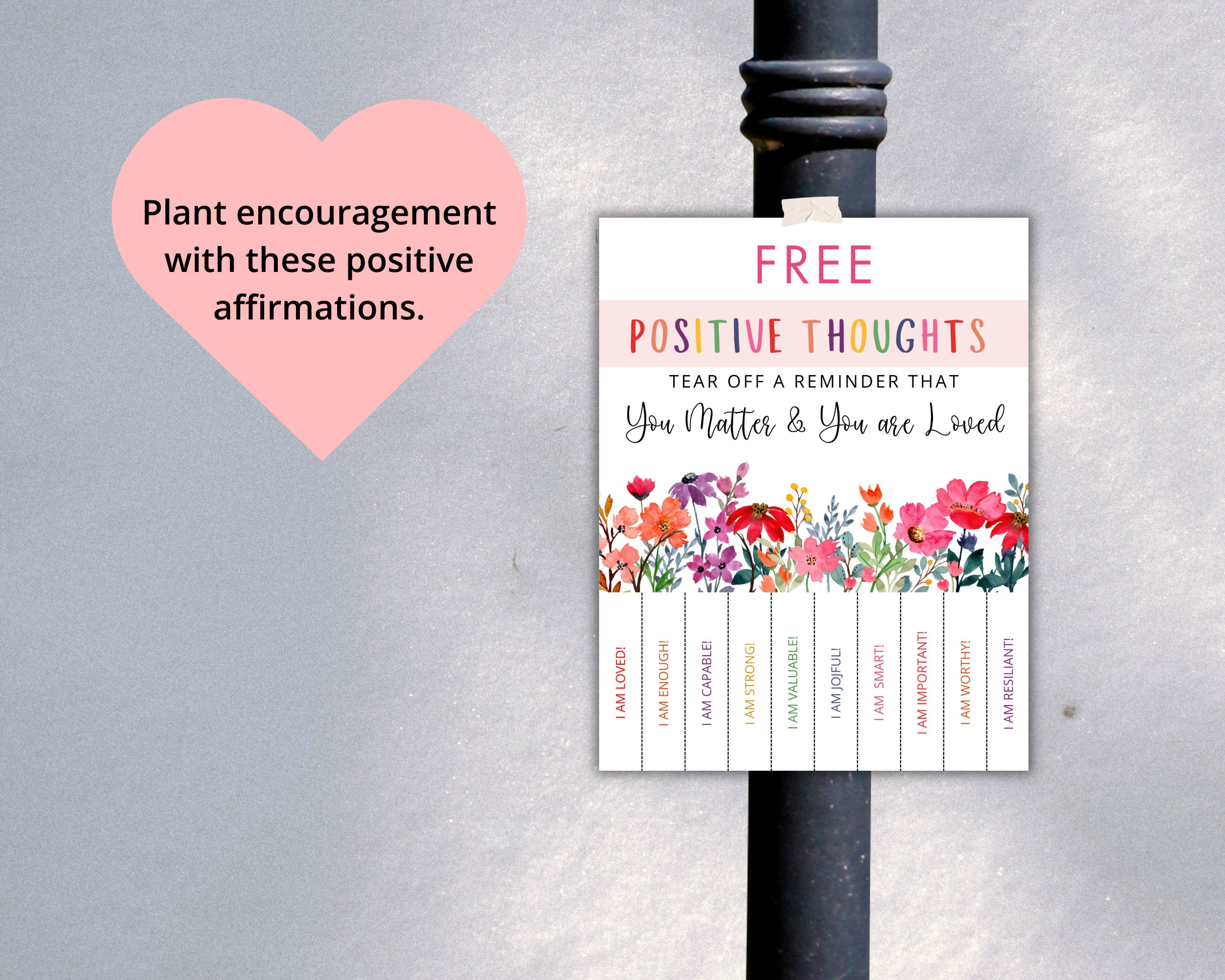 Positive Thoughts Tear off Flyer | I Am Affirmations Cards | Growth ...