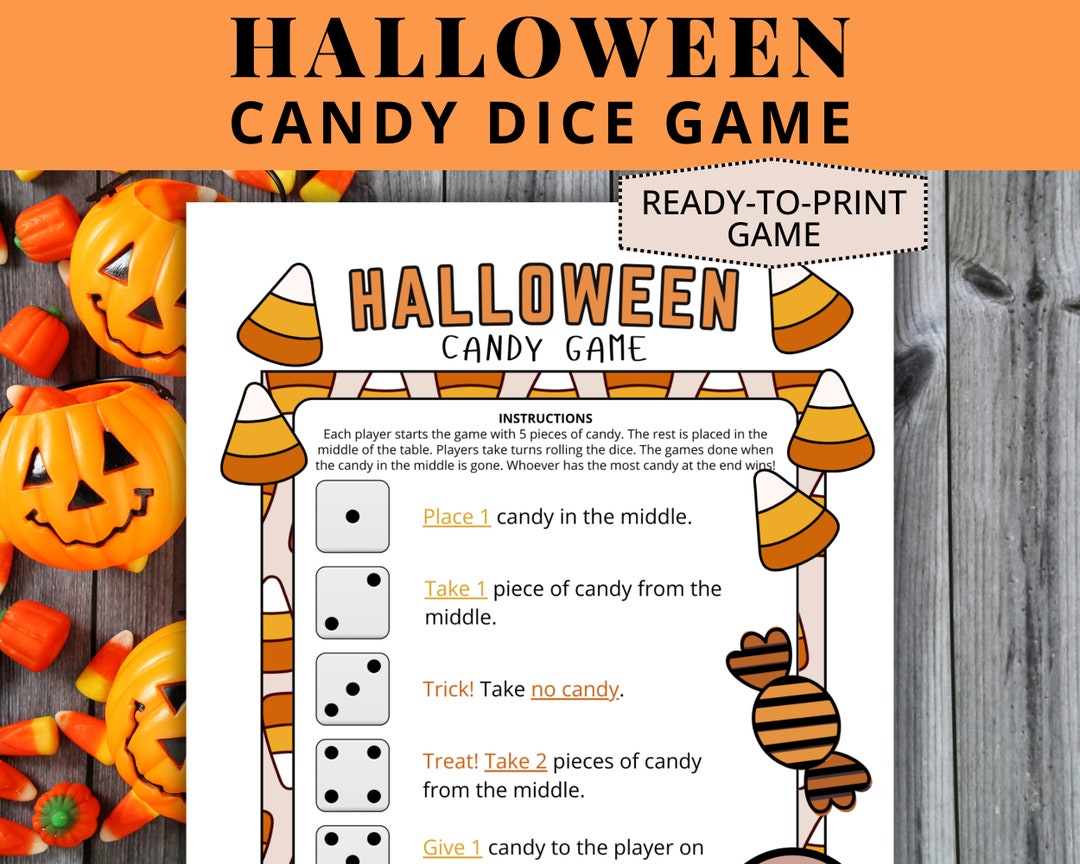 Halloween Candy Game Printable Candy Dice Game Halloween Party, Class ...