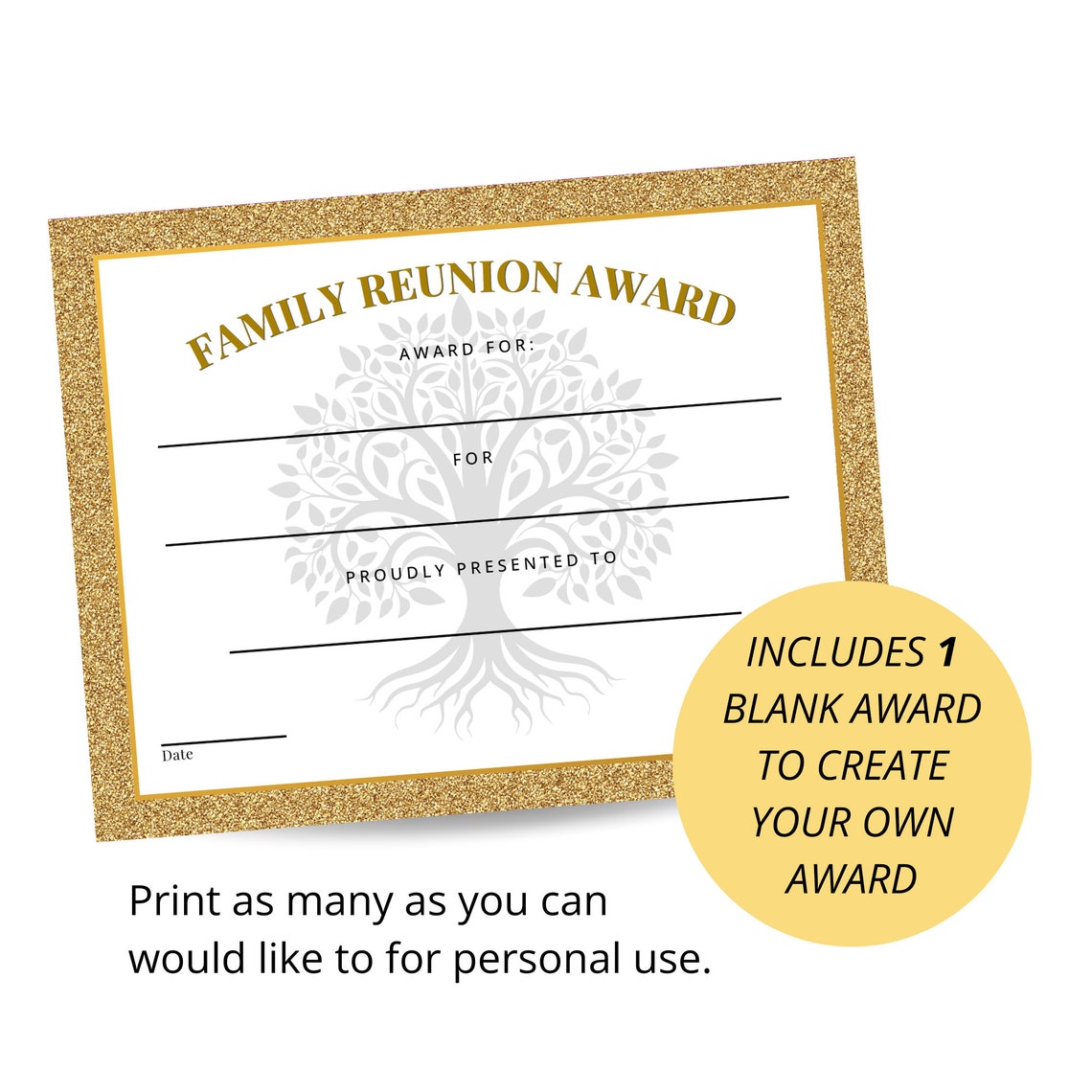 Family Reunion Awards, Printable Award Certificates to Use at Family ...