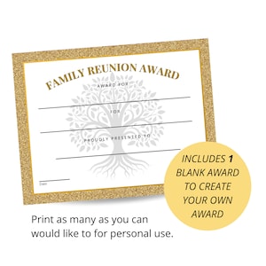 Family Reunion Awards, Printable Award Certificates to Use at Family ...