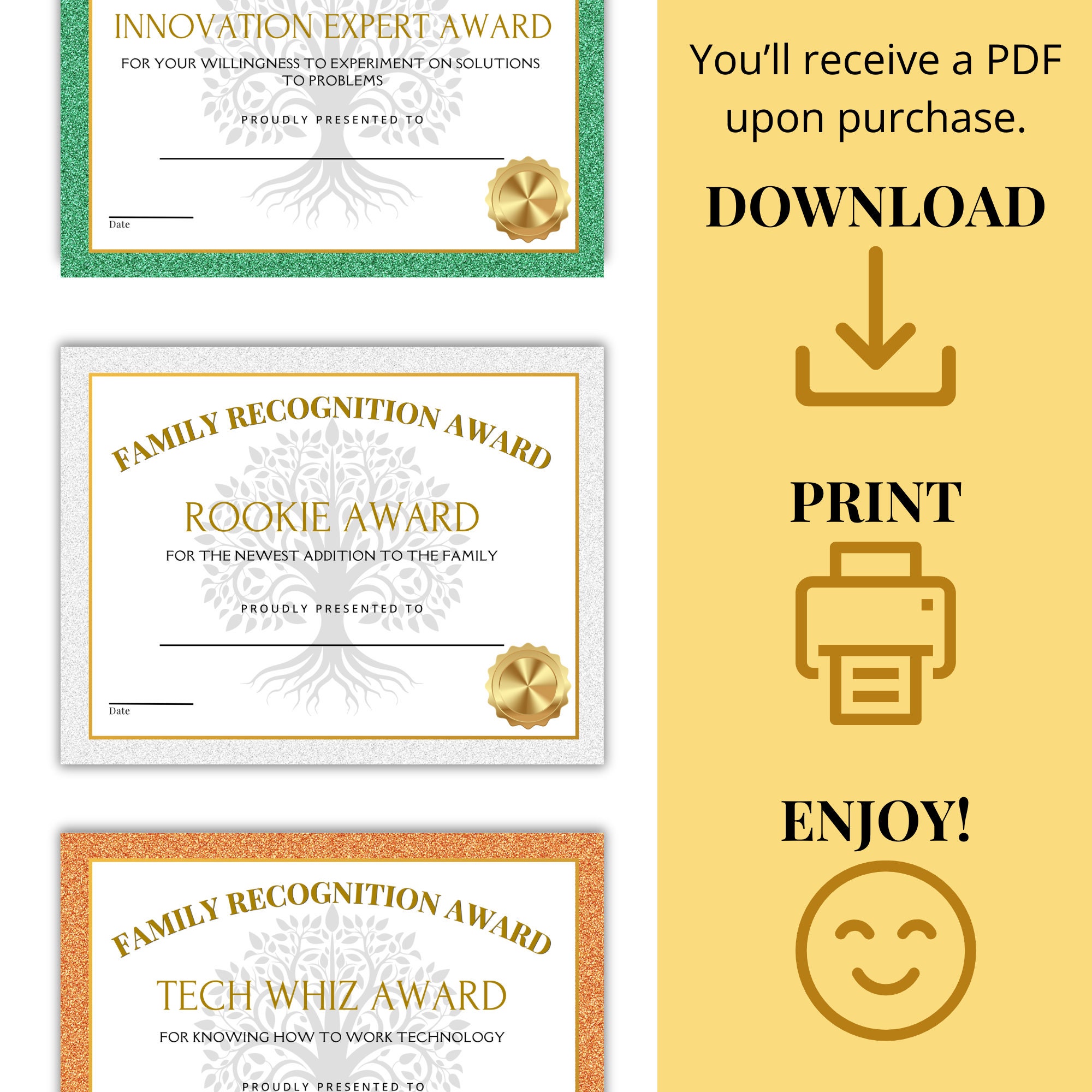 Family Award Certificates, Printable Recognition Awards for Family ...