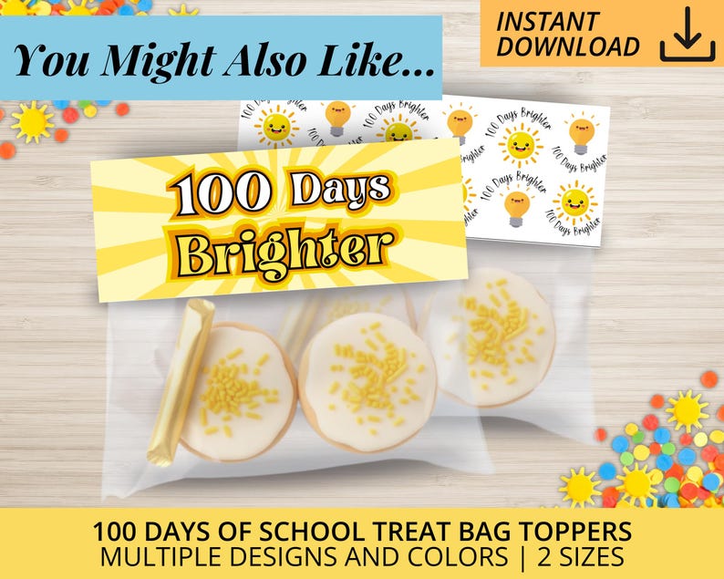 100th Day of School Flags 100 Days Brighter Printable 100 Days of ...