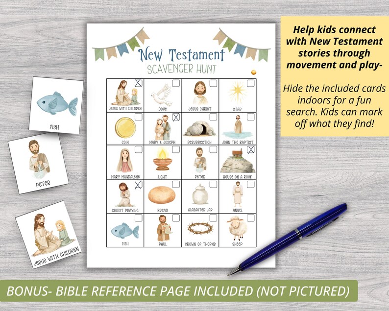 New Testament Bible Scavenger | Printable Picture Scavenger Hunt ...