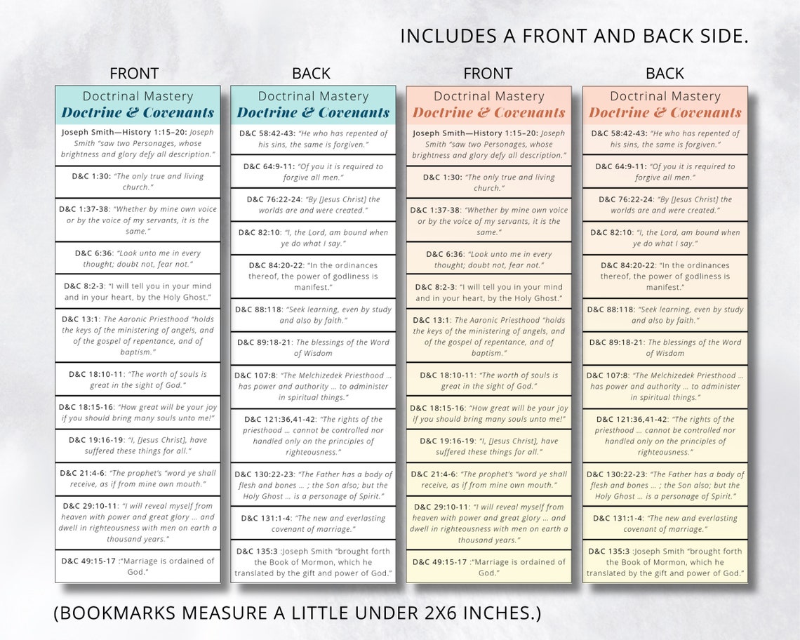 Doctrinal Mastery Doctrine and Covenants Bookmarks | Instant Download ...