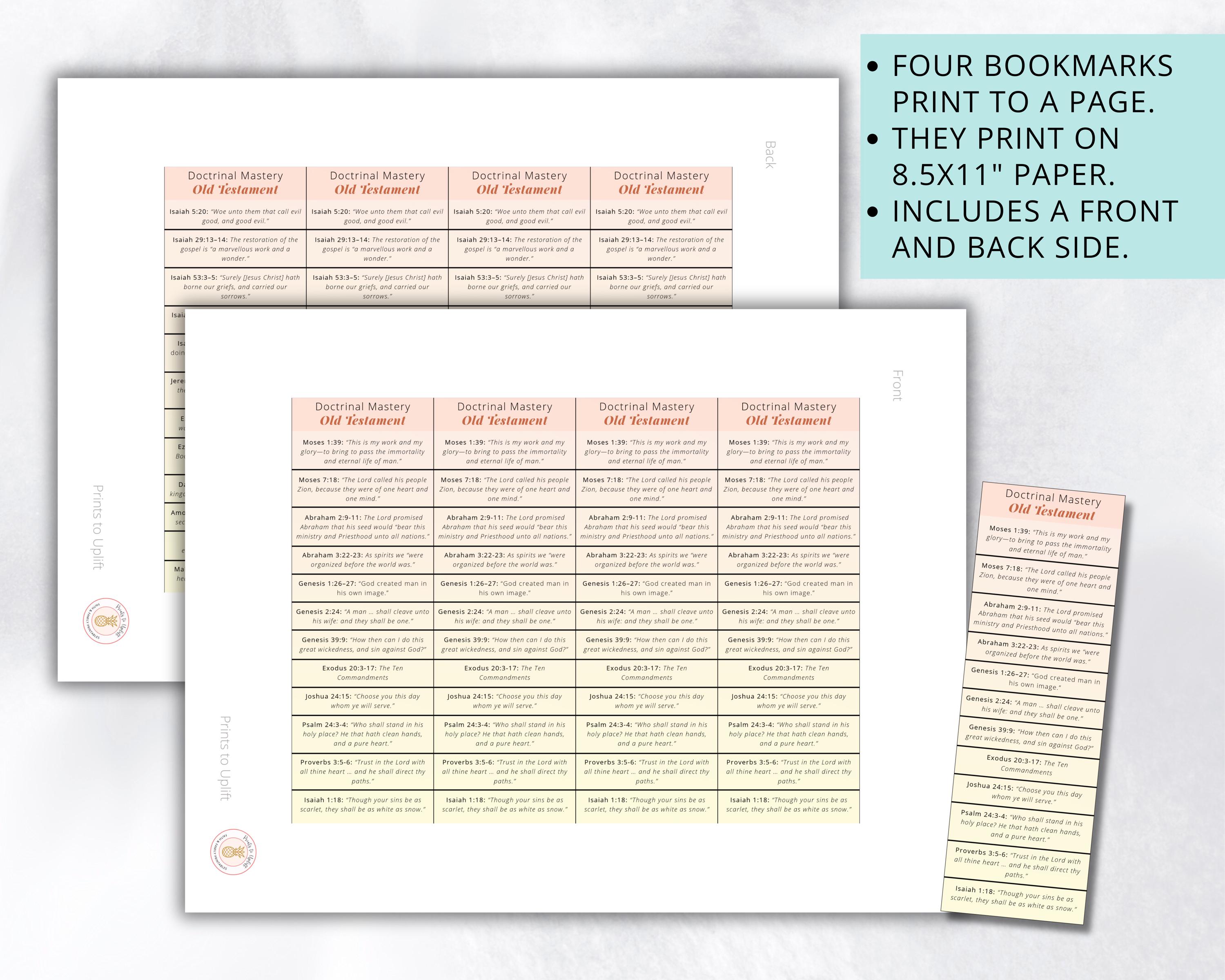 Old Testament Bookmarks | Seminary Doctrinal Mastery Bookmarks ...