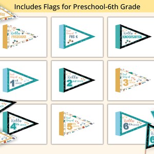 Back to School Flags and Sign Bundle | Preschool Through 6th Grade ...