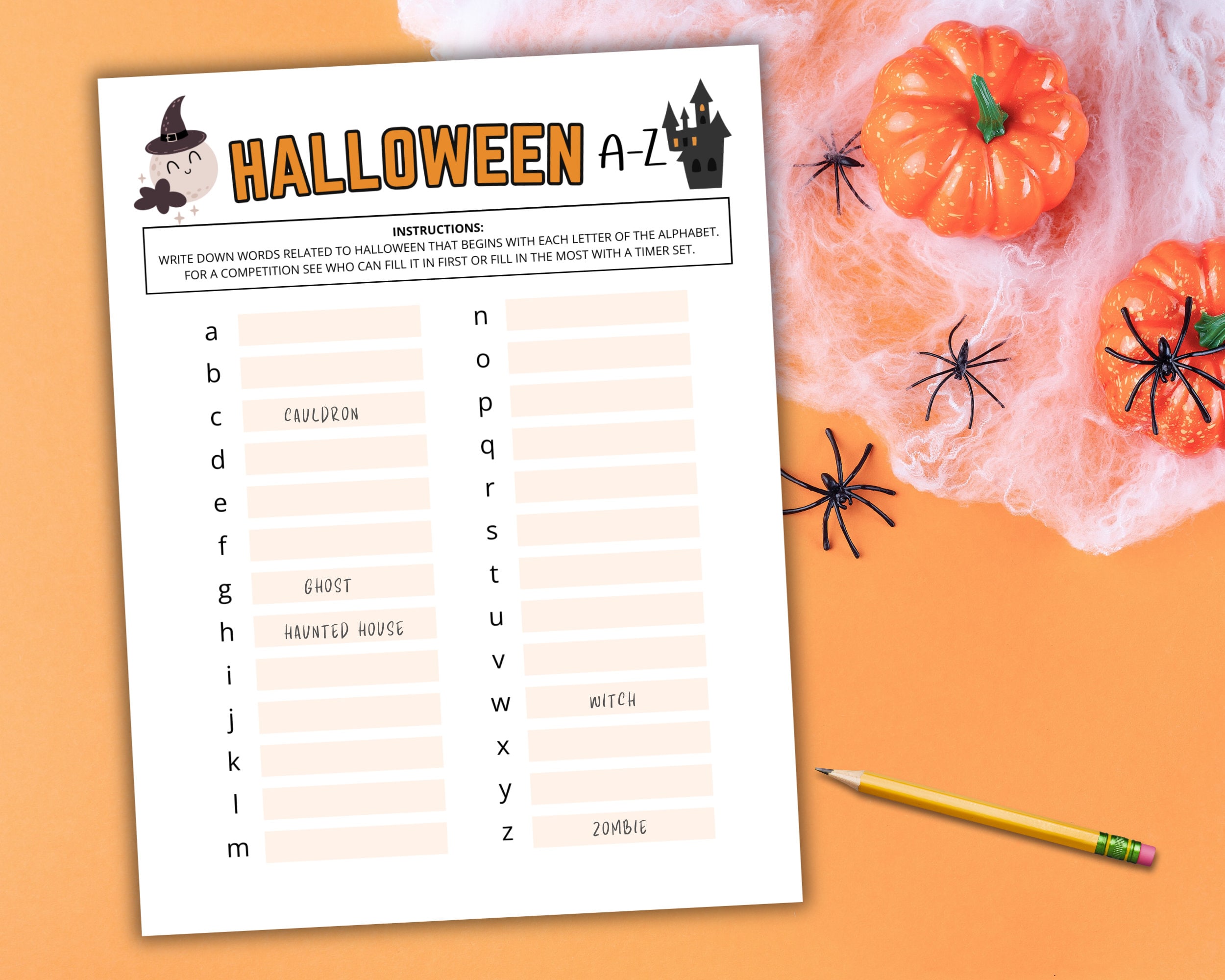 Halloween A-Z Game | Printable Halloween Activity | A-Z Race | for Kids ...