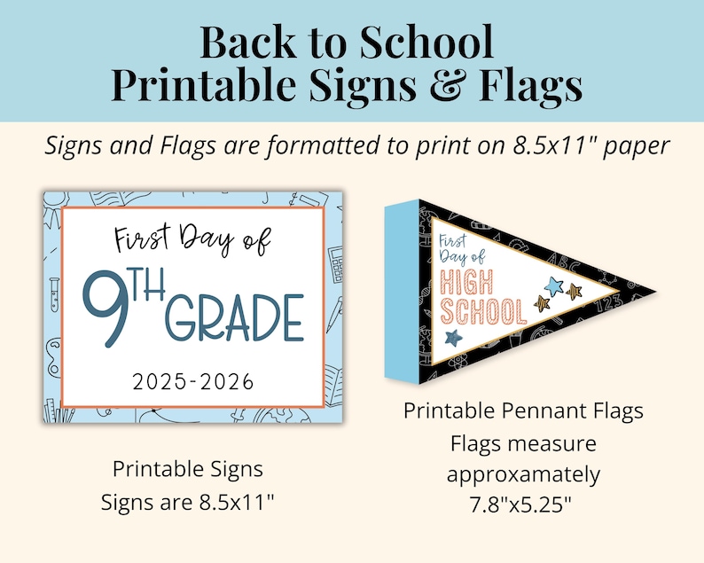 9th Grade Back to School Flags and Signs | 2025 School Year | First Day ...